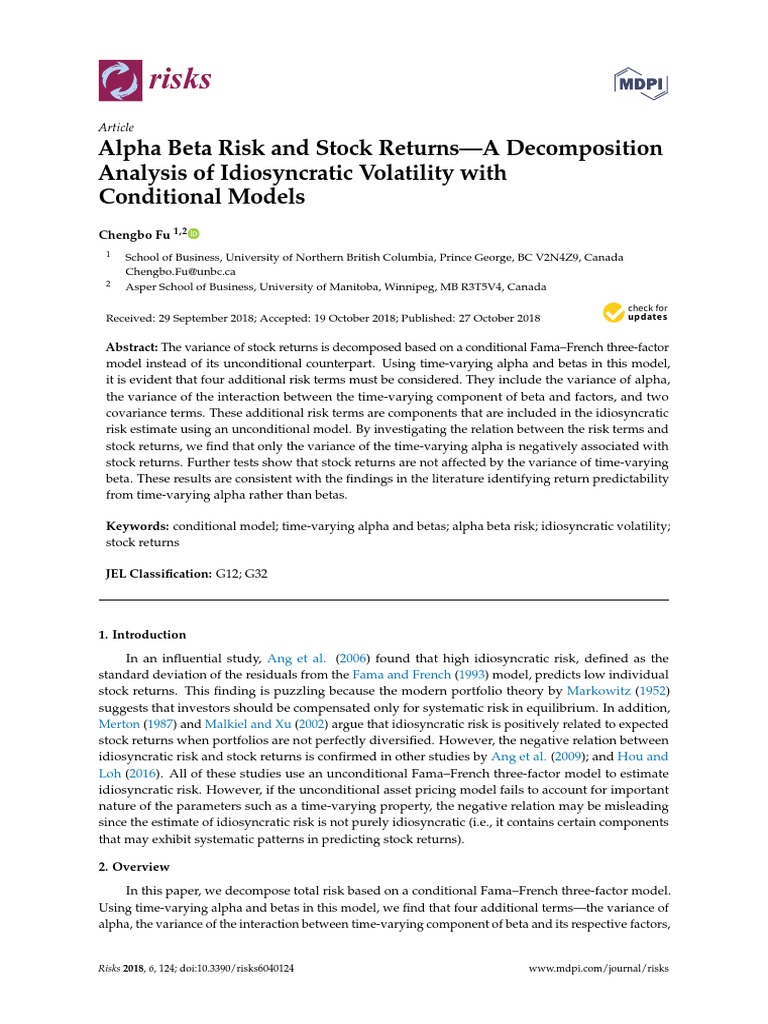 Alpha Beta Risk and Stock Returns-A Decomposition | PDF | Beta (Finance ...