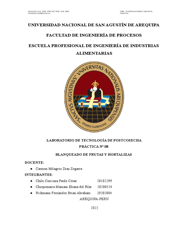 Practica 8 Postcosecha | PDF | Vegetales | Alimentos