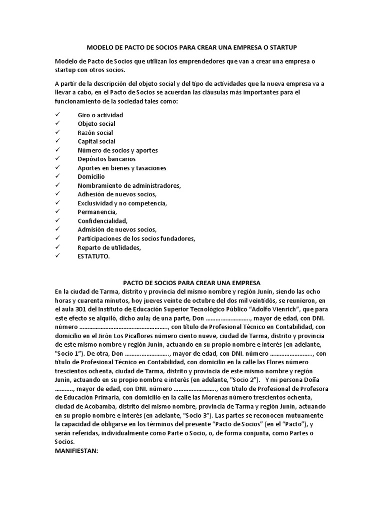 Pacto Social Modelo | PDF