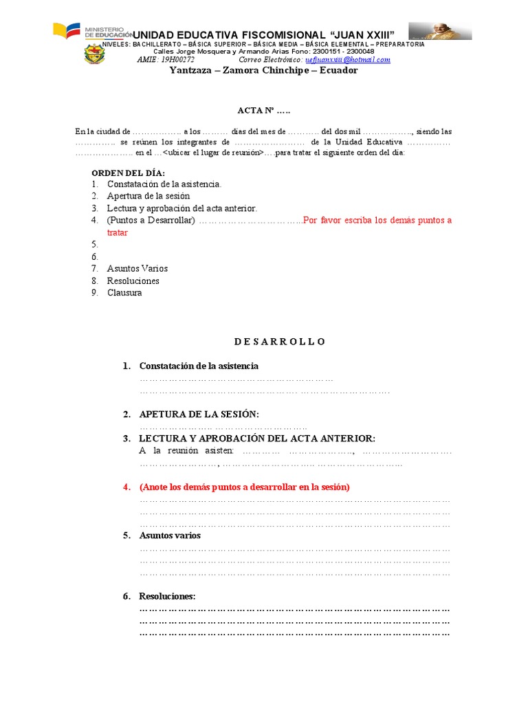 Formato de Acta de Sesión | PDF