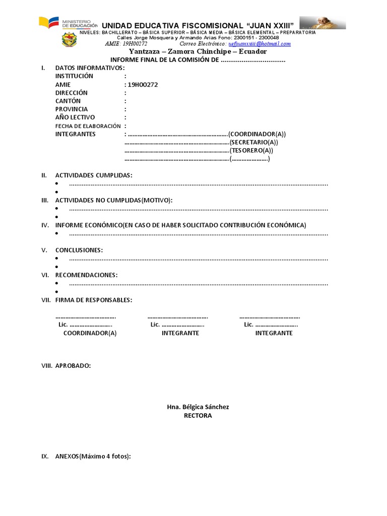 Formato Informe Final de Comisiones | PDF