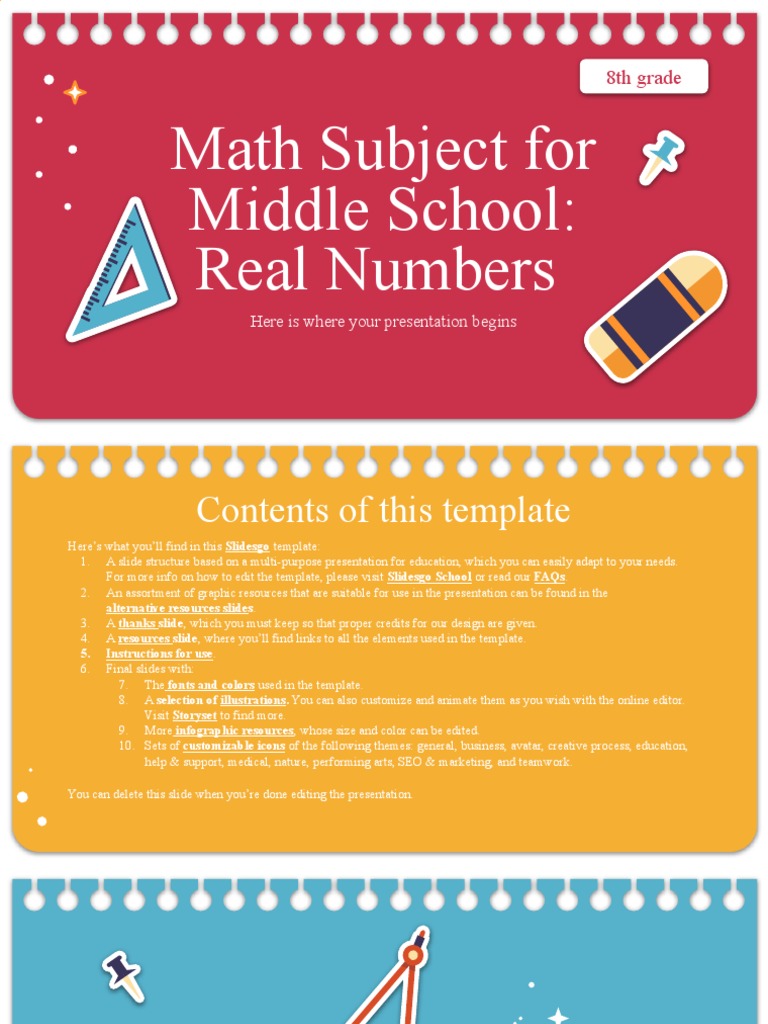 Math Subject For Middle School - 8th Grade - Real Numbers by Slidesgo ...