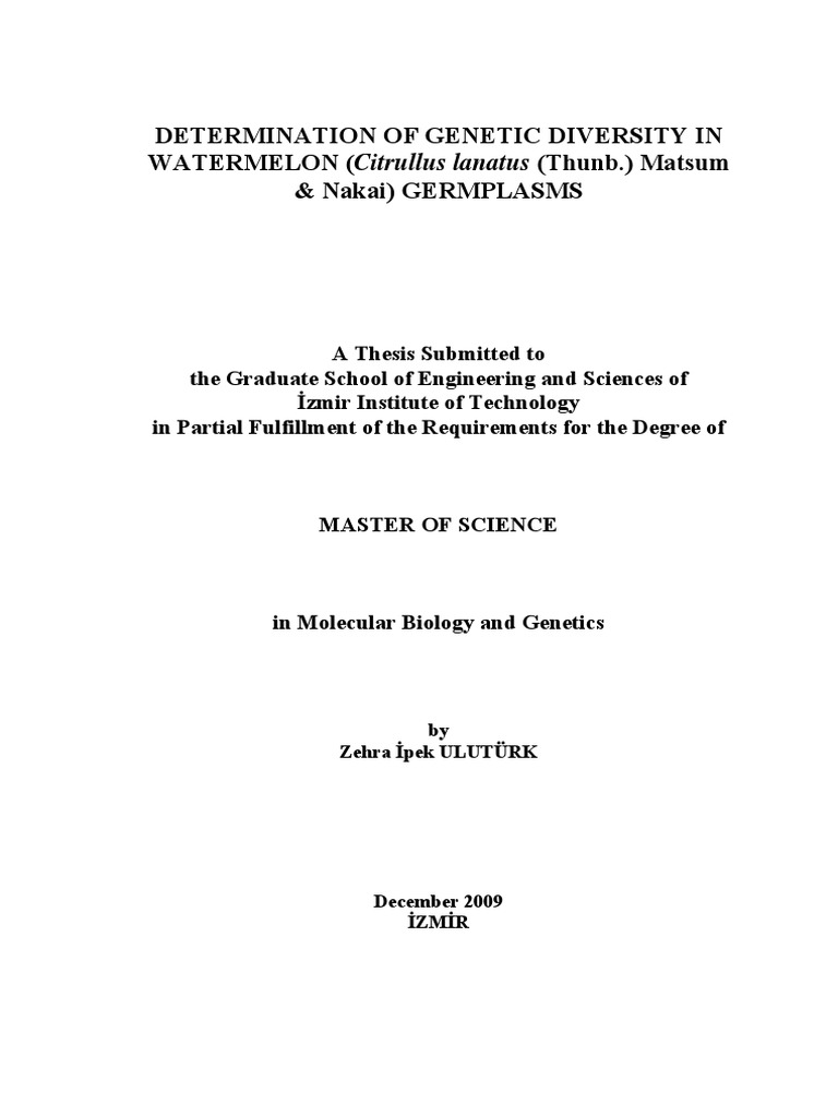 DETERMINATION OF GENETIC DIVERSITY IN Watermelon | PDF