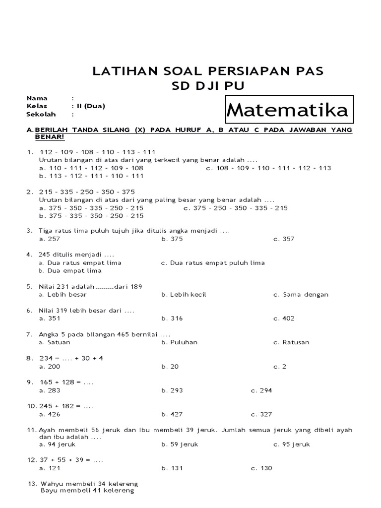 Latihan Soal Pas MTS | PDF