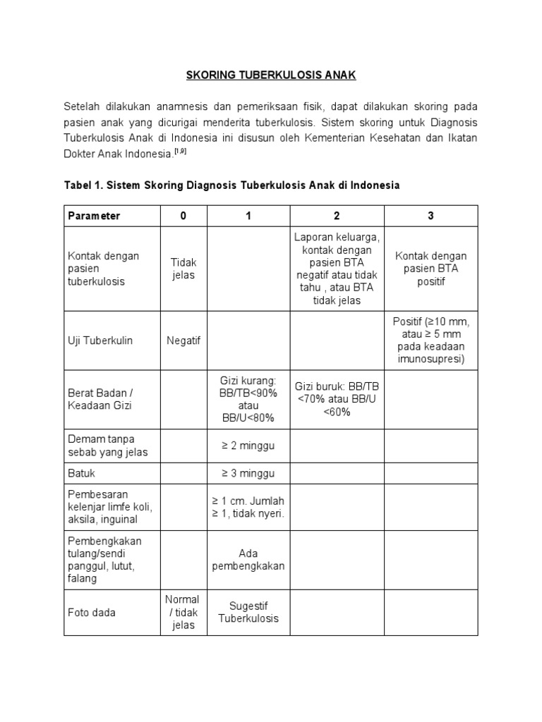 Skoring dan Pengobatan Tuberkulosis Anak | PDF