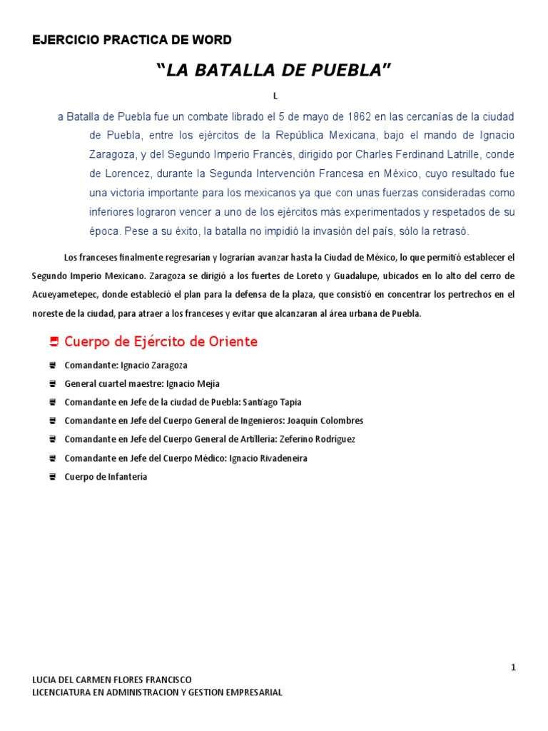 EJERCICIO Word | PDF | Batallas | Guerra