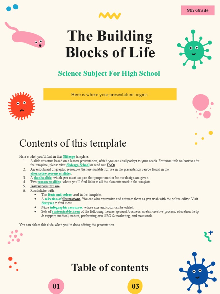 Science Subject For High School - 9th Grade - The Building Blocks of ...