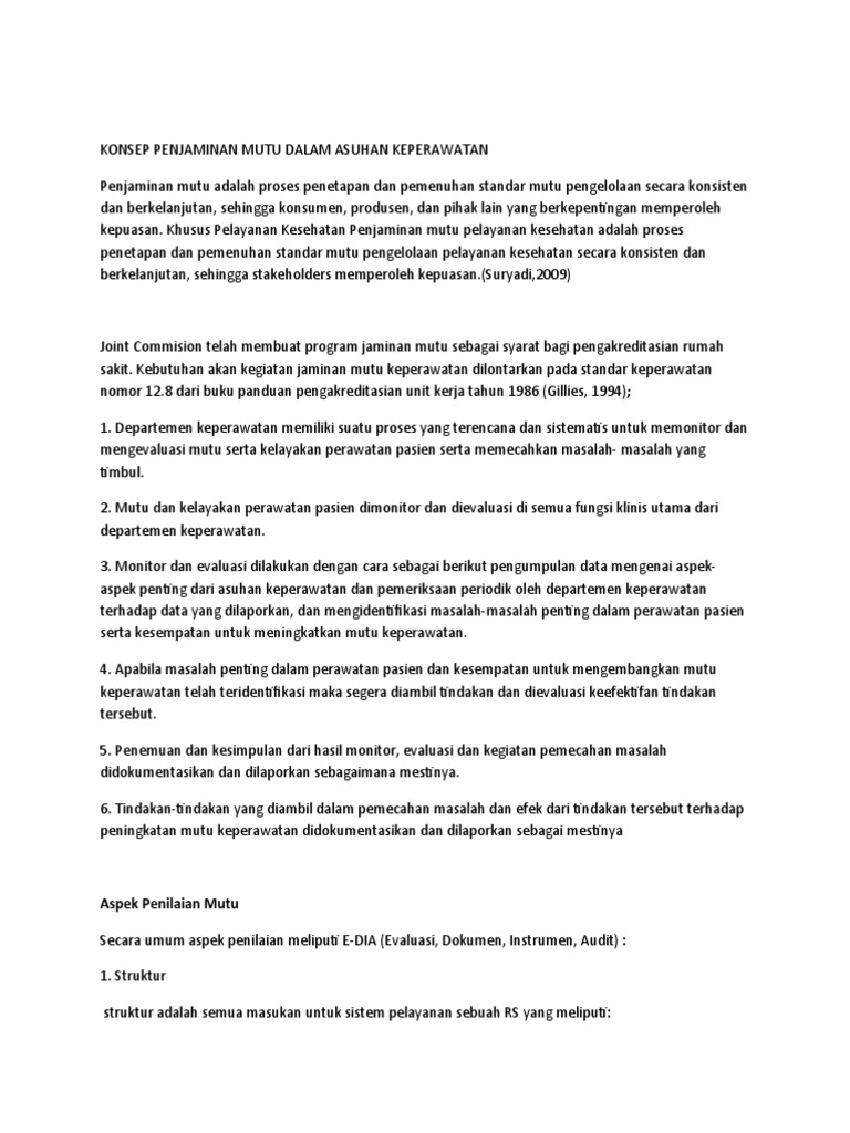 Penjaminan Mutu Keperawatan | PDF