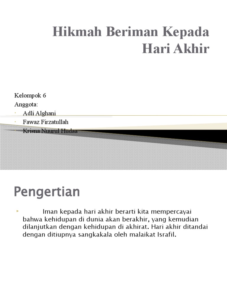 Hikmah Beriman Kepada Hari Akhir | PDF Hikmah Beriman Kepada Hari Akhir | PDF