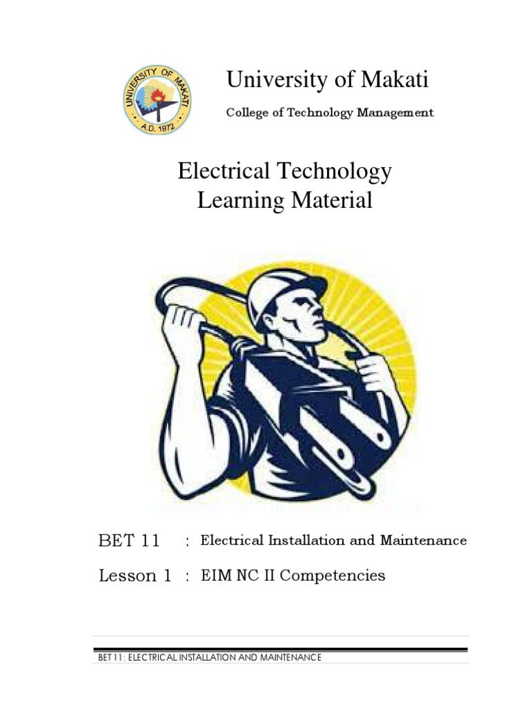 BET 11 Lesson 1 - EIM NC II Competencies | PDF | Electrical Wiring ...