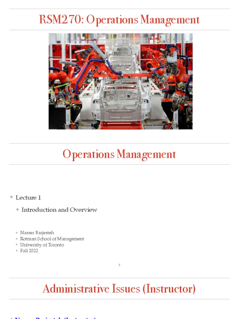 RSM270 Operations Management Overview | PDF | Operations Management | Economies
