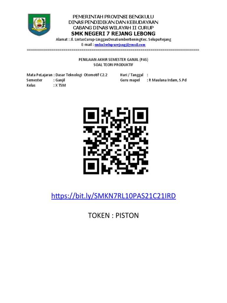 Barcode Soal PAS Ganjil 2021 | PDF