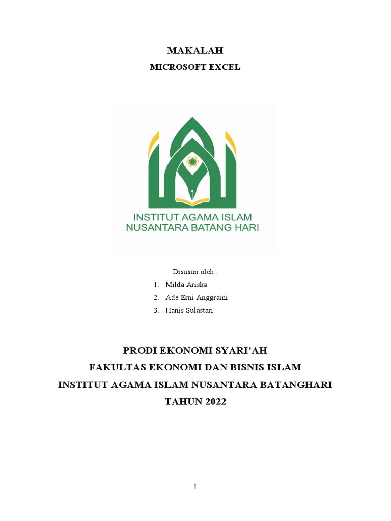 Makalah Microsoft Excel Makalah Kelompok 5 | PDF | Seni | Komputer Makalah Microsoft Excel Makalah Kelompok 5 | PDF | Seni | Komputer