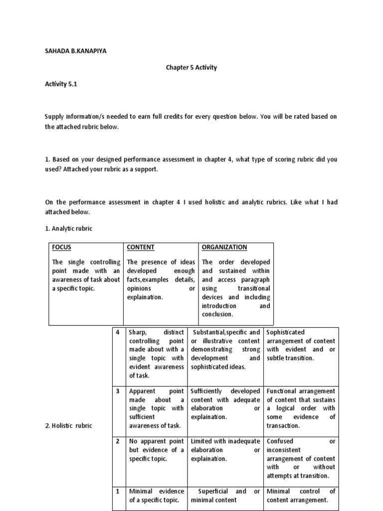 Chapter 5 Activity | PDF