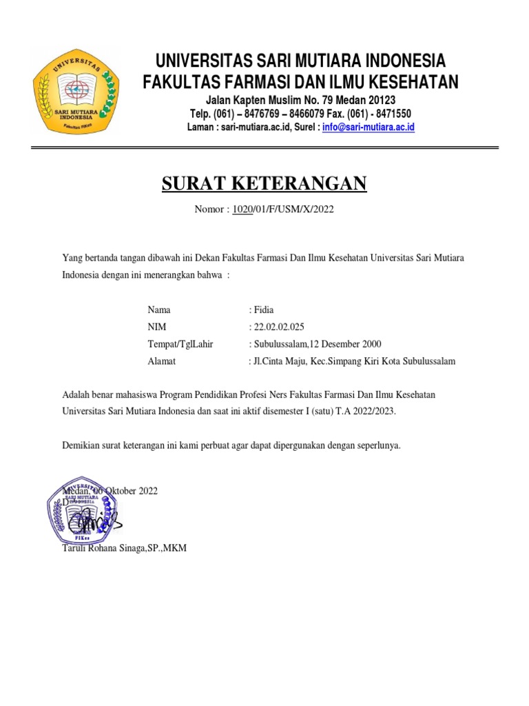 Surat Keterangan Aktif Kuliah | PDF