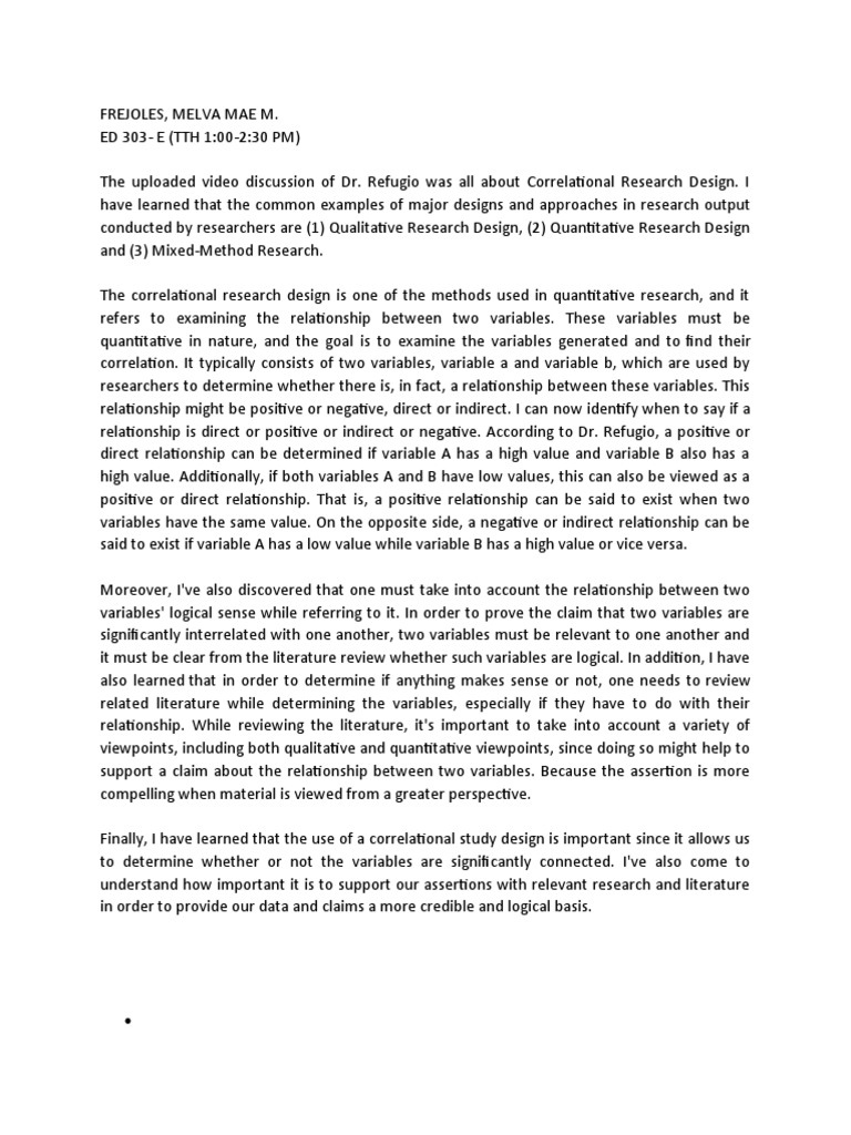 Ed 303 Correlational Design Pdf Quantitative Research