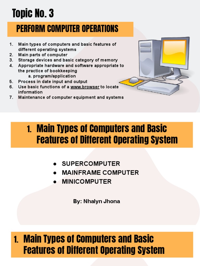 Topic No 3 Perform Computer Operations Pdf Random Access Memory Computer Data Storage