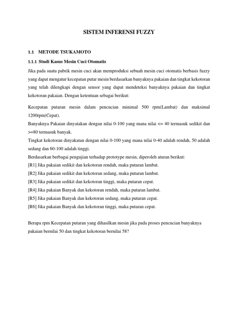 Sistem Inferensi Fuzzy - Studykasus - Tsukamoto | PDF