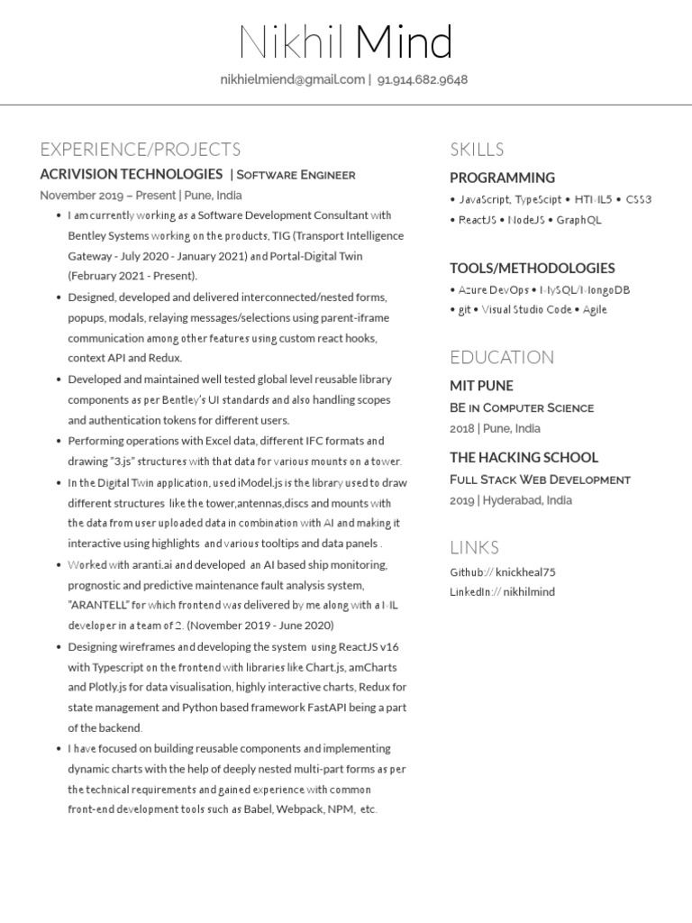 Nikhil Mind CV | PDF | Computing | Software Engineering