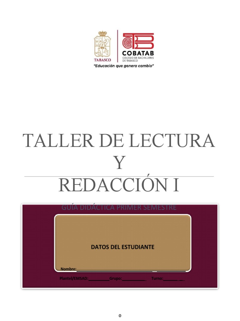 Primer Semestre. - Guía Didáctica Del Estudiante. - Taller de Lectura y Redacción I | PDF ...
