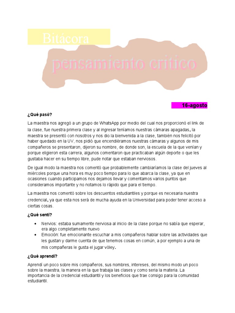 Bitacora COL | PDF | Conocimiento | Teoria de la mente