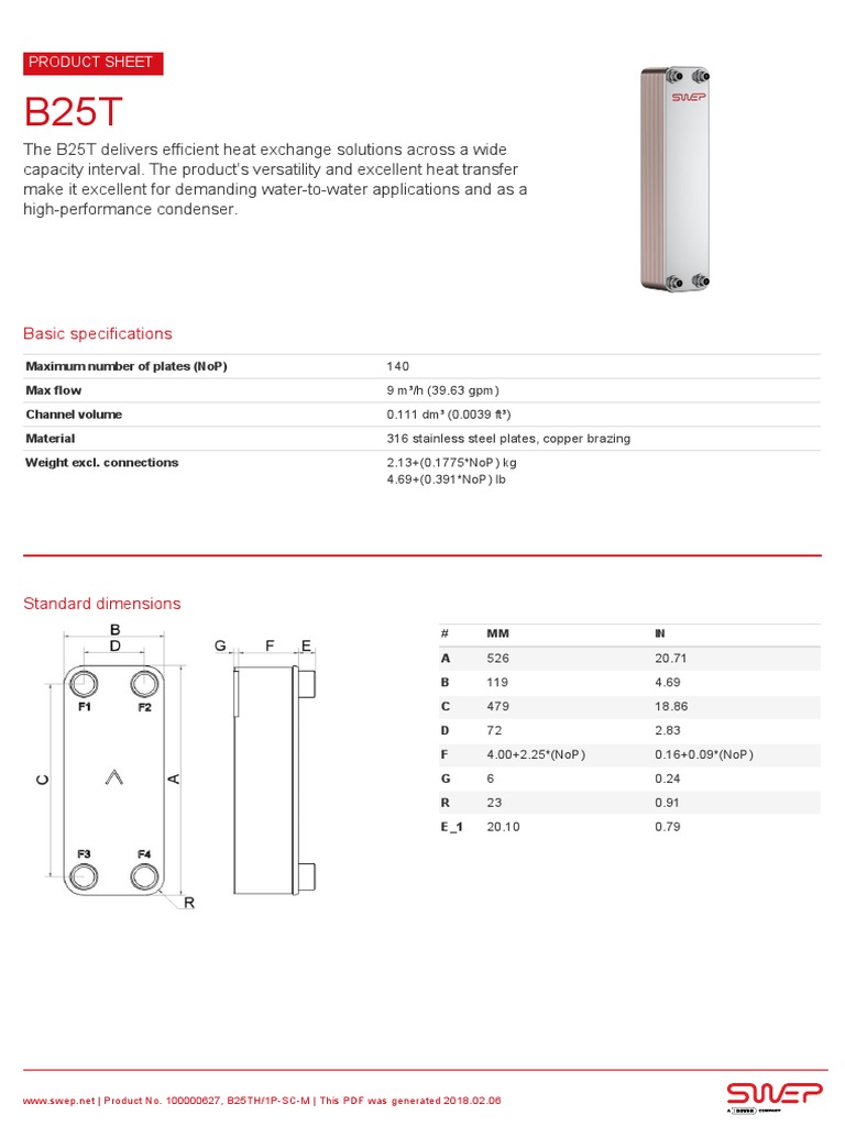 TDS Plate Heat Exchanger | PDF