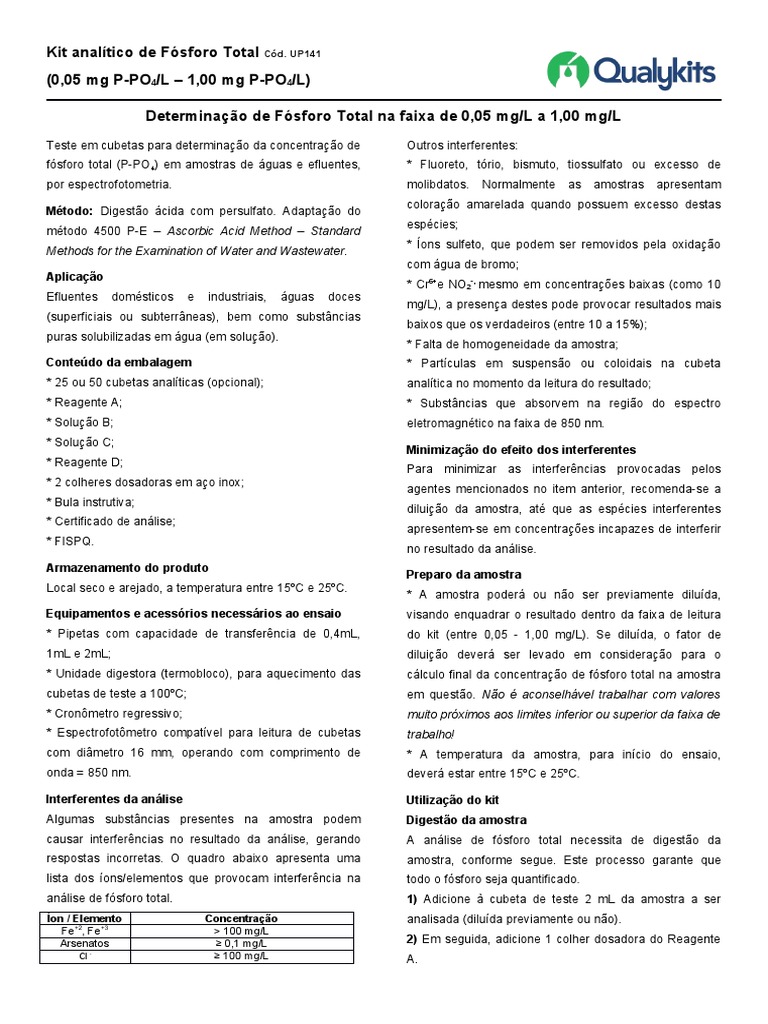 Bula Fósforo Total Baixo | PDF