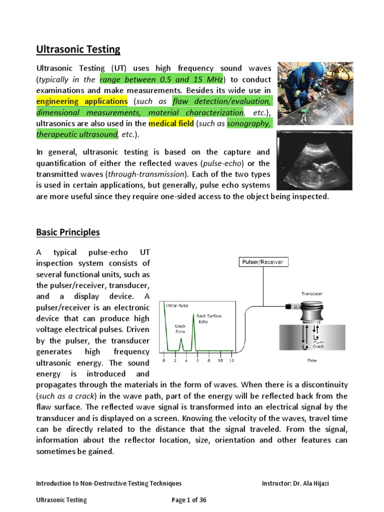 Ultrasonic Testing Pdf Waves Ultrasound