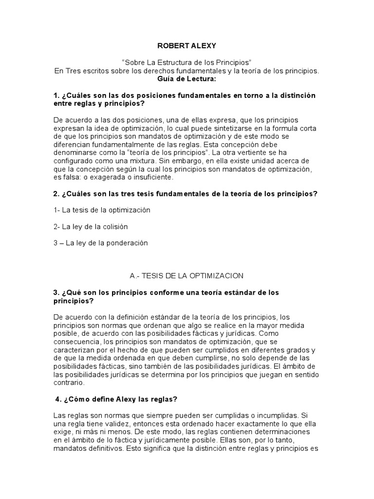 Guia Estructura de Los Principios ROBERT ALEXY | PDF