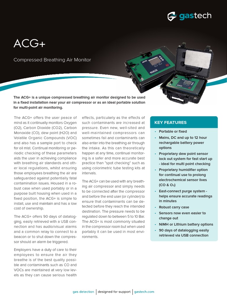 Analox ACG-Plus Breathing Air Analyser Brochure | PDF | Carbon Dioxide | Breathing