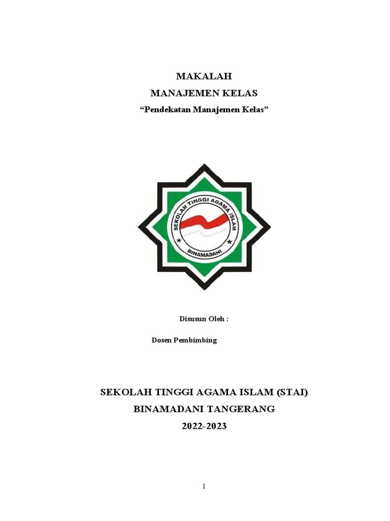 MAKALAH MANAJEMEN KELAS Pendekatan Dalam | PDF | Karier & Perkembangan