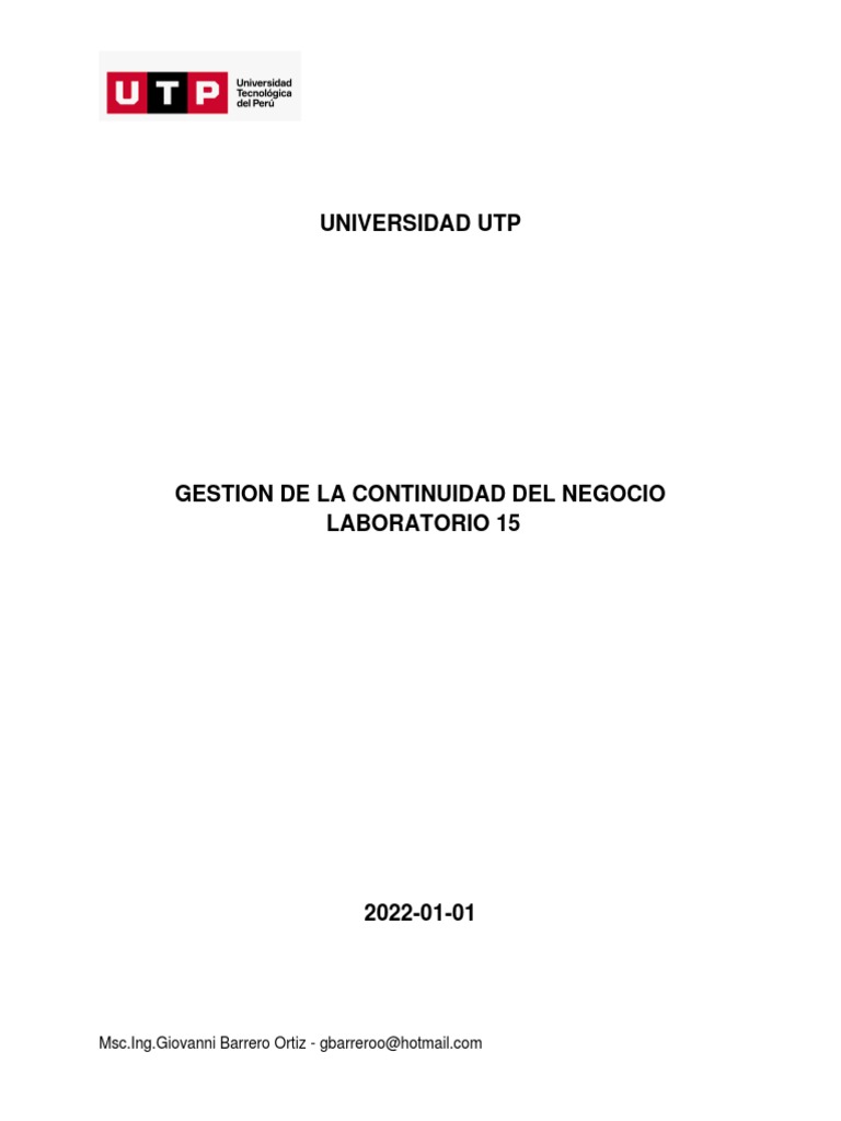 LAB15 GESTION DE LA CONTINUIDAD DEL NEGOCIO S | PDF