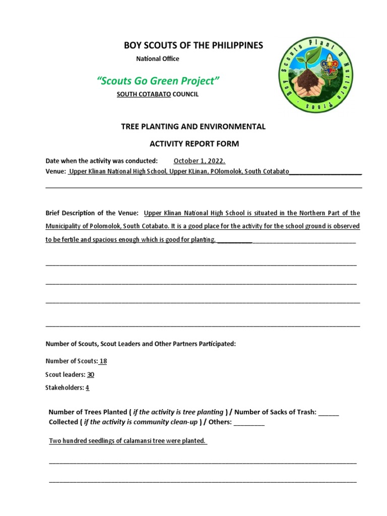 Upper Klinan NHS Tree-Planting-Form-2022 | PDF | Trees | Natural ...