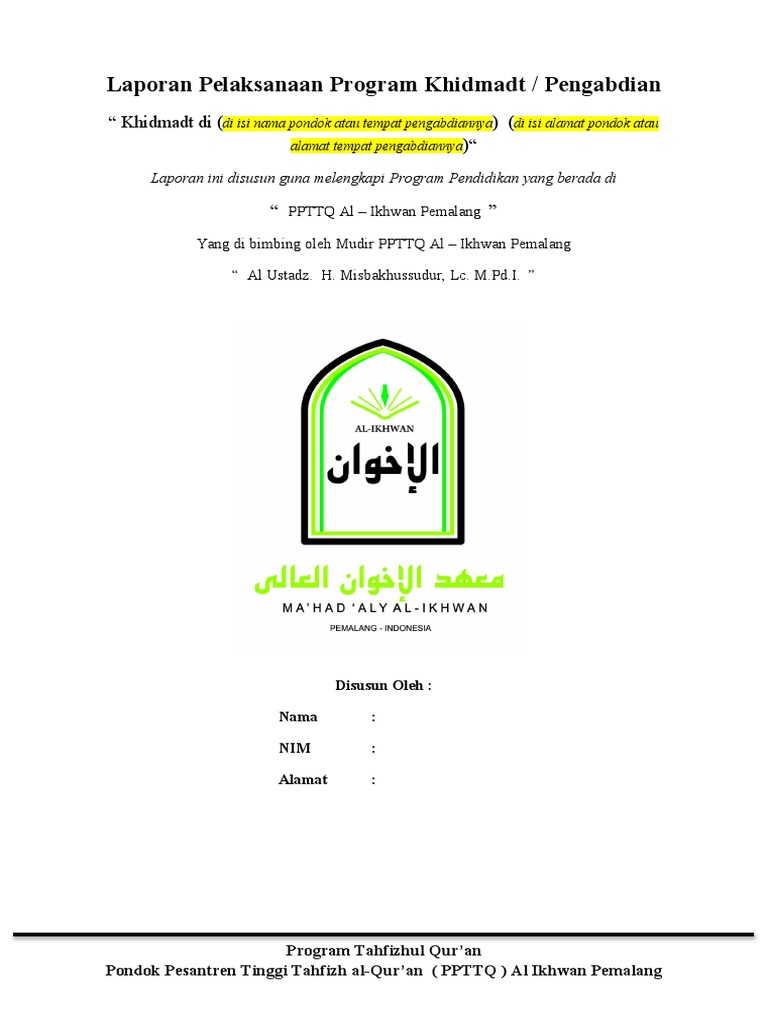 Contoh Laporan Pelaksanaan Program Khidmadt Atau Pengabdian Tahun 2021 ...