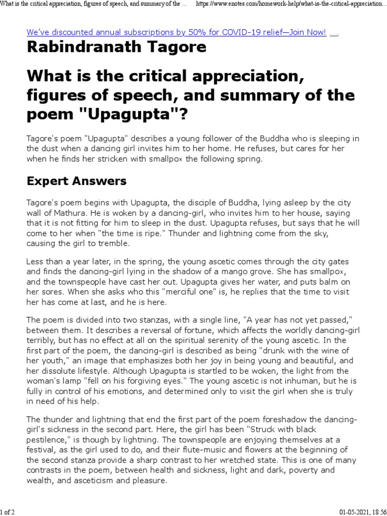Rabindranath Tagore What Is The Critical Appreciation, Figures of ...