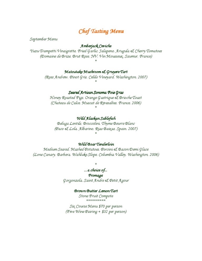 Chef Tasting Menu | PDF