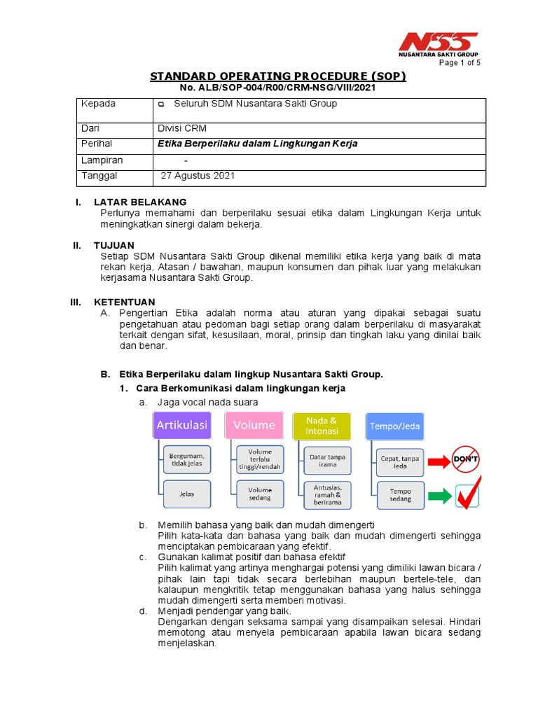 Sop Etika Kerja | PDF