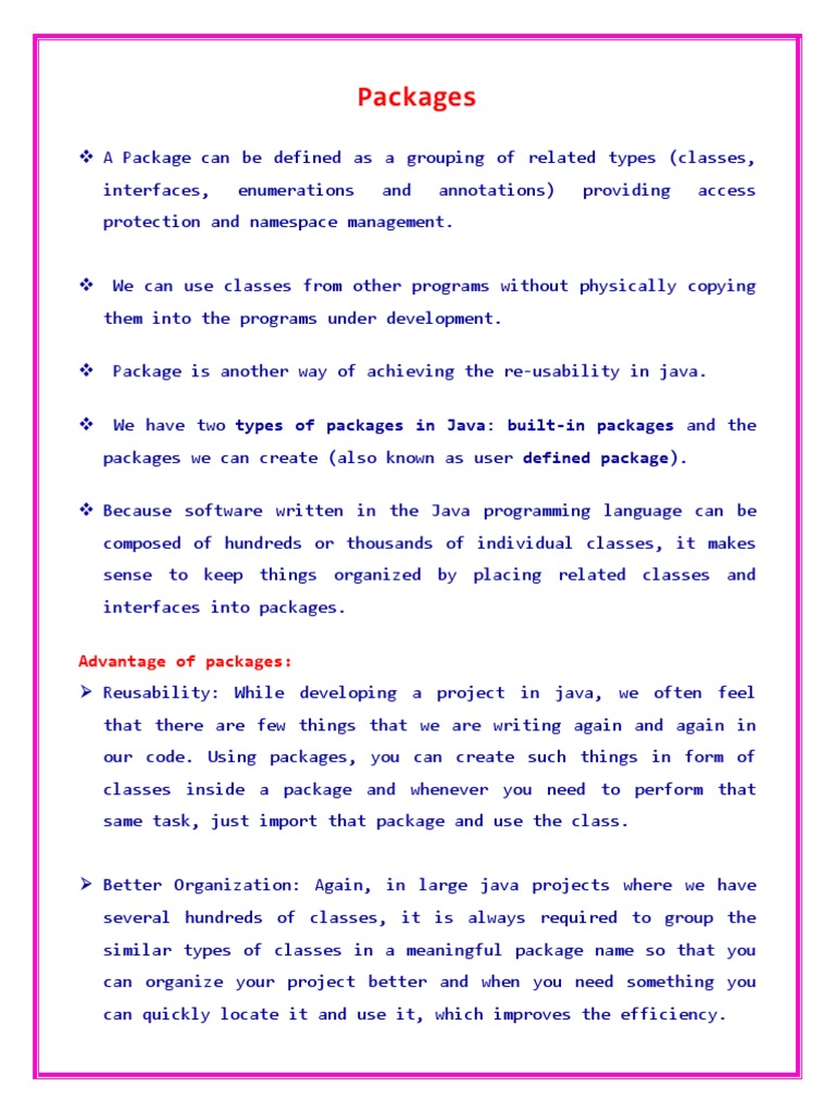 Packages | PDF | Computer File | Class (Computer Programming)