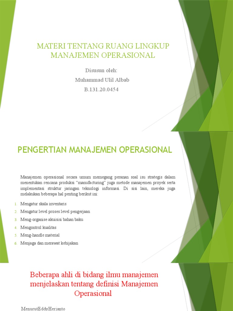 Materi Tentang Ruang Lingkup Manajemen Operasional | PDF Materi Tentang Ruang Lingkup Manajemen Operasional | PDF