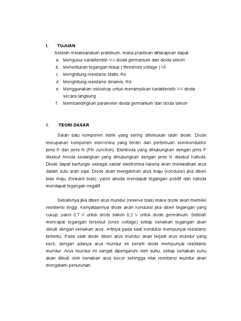 Karakteristik V-I Dioda Germanium dan Silikon | PDF | Metode & Bahan Ajar | Sains & Matematika