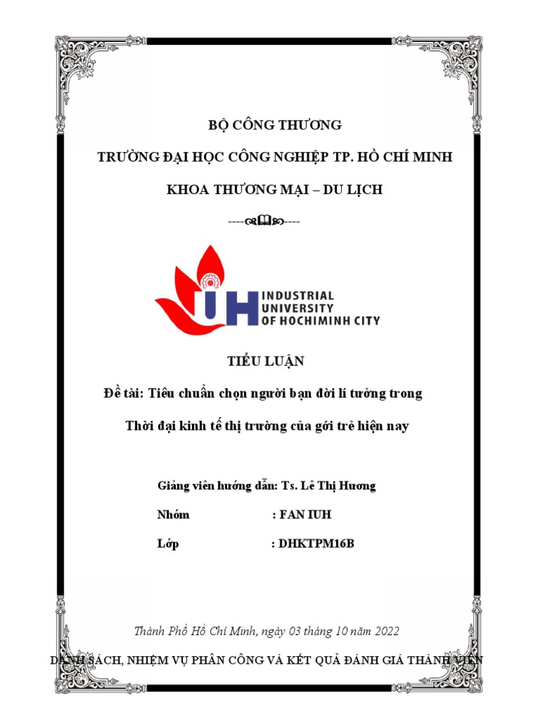 Bài Tiểu Luận Nhóm Fan IUH | PDF