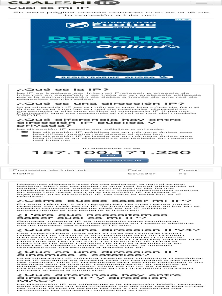 Cuál Es Mi IP Cómo Saber Mi IP Pública | PDF | Protocolos de internet ...