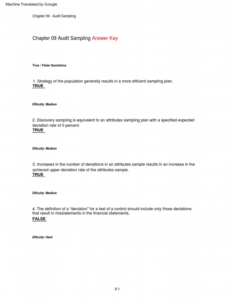 Chapter 9 Audit Sampling | PDF | Sampling (Statistics) | Audit