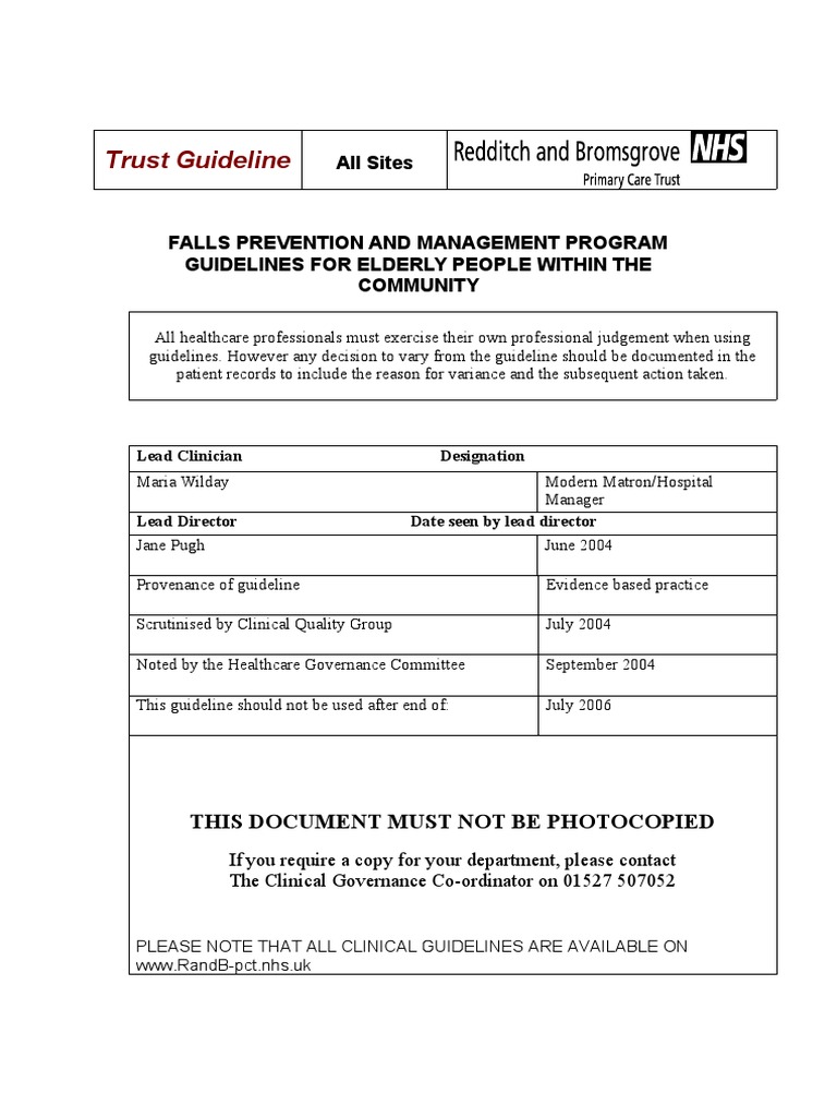 Falls Guidelines For POWCH | PDF | Self-Improvement
