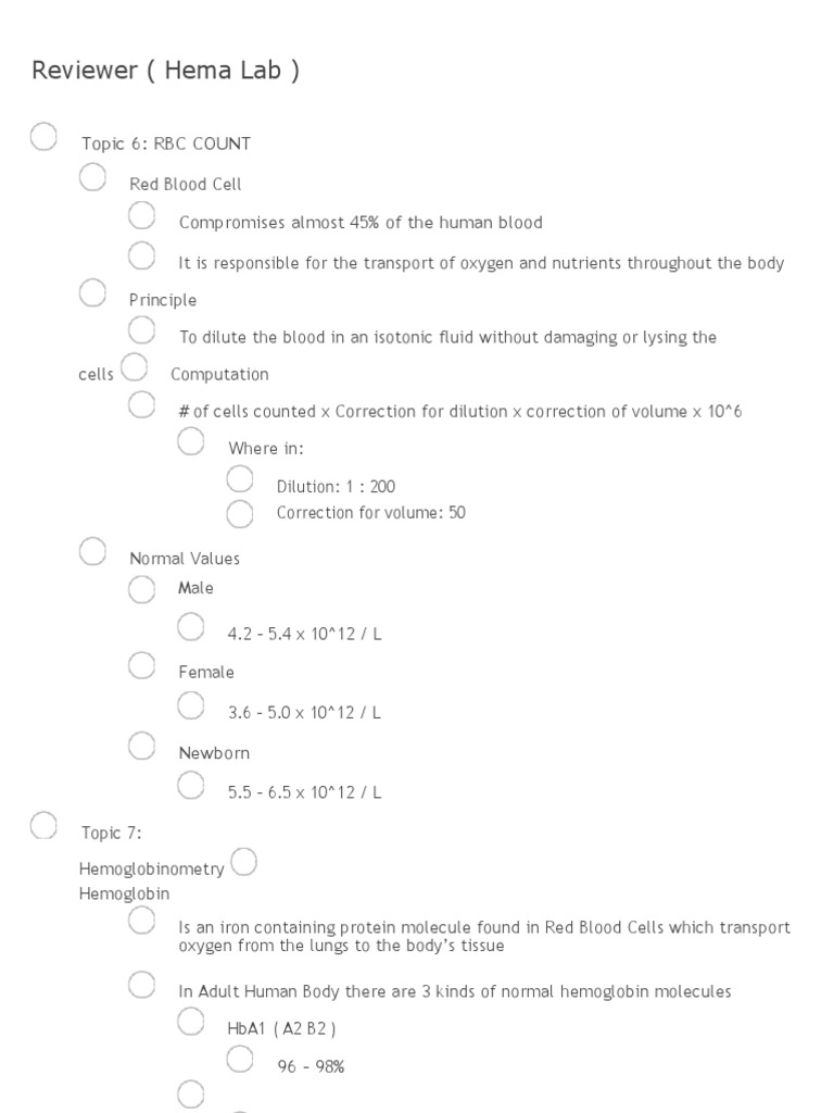 Reviewer Hema Lab | PDF | Red Blood Cell | Staining