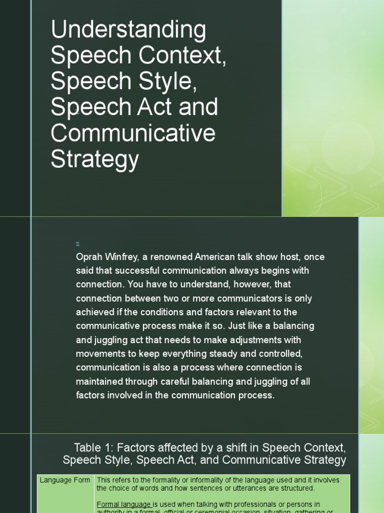 Understanding Speech Context, Speech Style, Speech | PDF ...