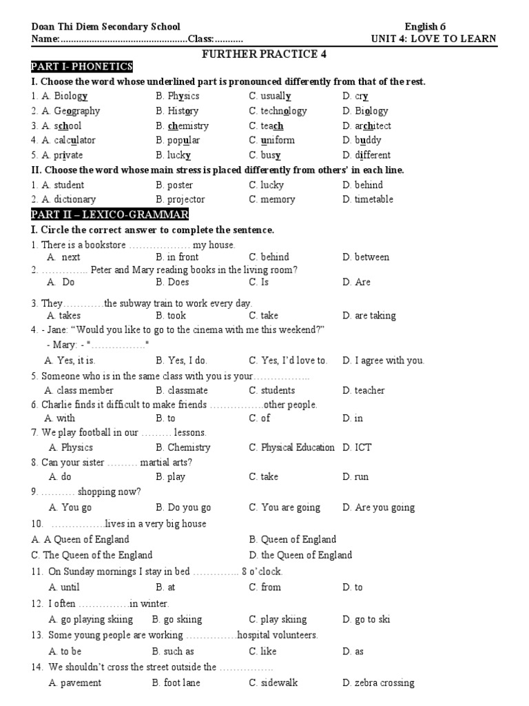 Unit 4. Further Practice - Edited | PDF