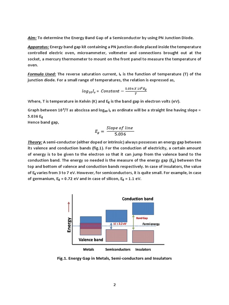 Band Gap Measurement of Semiconductors | PDF