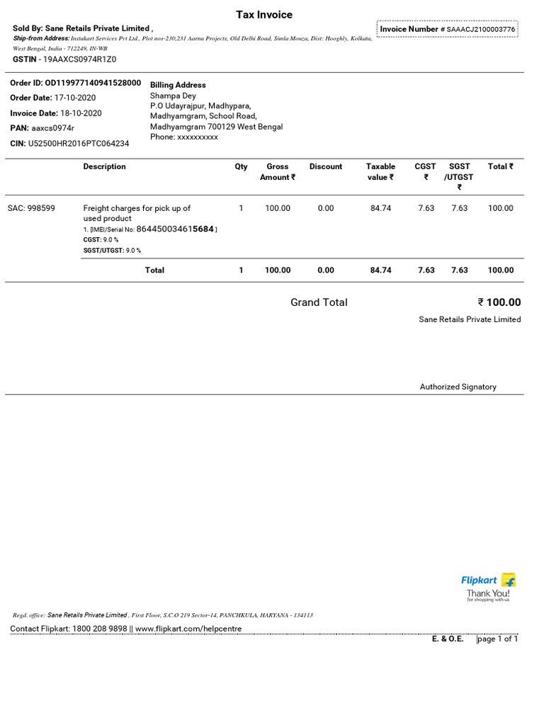 Invoice OD119977140941528000 | PDF | Consumer Electronics | Smart Devices