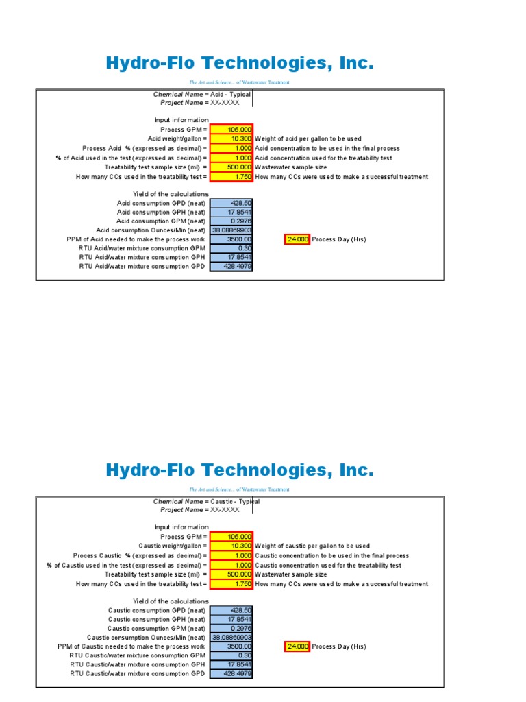 Chemical Pump Dosing Calcs | PDF | Gallon | Process Engineering